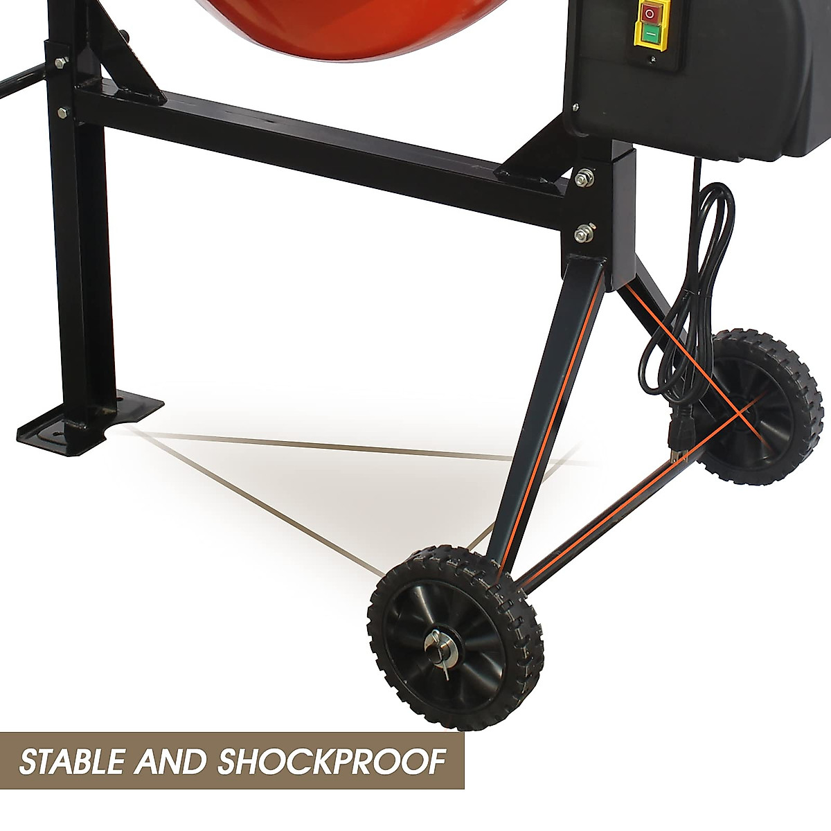 Oarlike 4.2 Cu Ft Electric Concrete Mixer Portable Cement Mixing Machine for Stucco, Mortar Seeds with Wheel and Stand