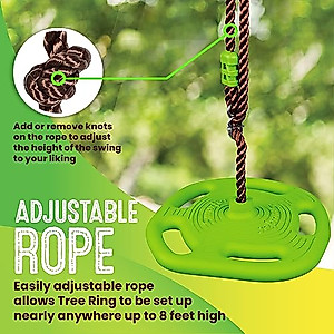 Swurfer Disc Tree Swing - Swing Sets for Backyard, Outdoor Swing Playset, Swingset Outdoor for Kids, Easy Installation, Adjustable Heavy Duty Braided Rope, Weather Resistant, Ages 4 & Up,Green