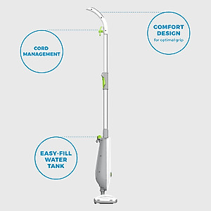 Steamfast SF-162 Light Weight Steam Mop, Natural Sanitization, Hardwood/Laminate/Tile/With Carpet Glider Spot Clean Accessory, Washable Mop Pads