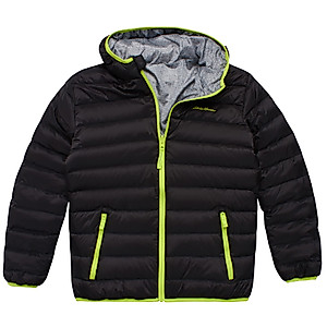 Eddie Bauer Kids' Reversible Jacket - Weather Resistant Quilted Down Coat for Boys and Girls (3-20), Size 10-12, Black