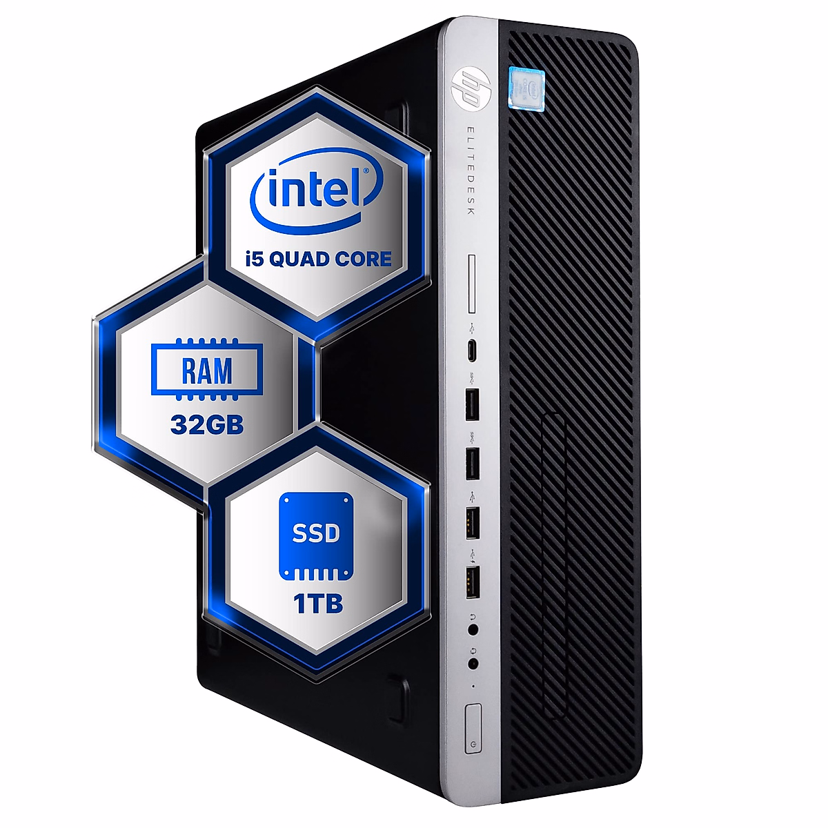 HP ProDesk 7th Generation Desktop Computer | Quad Core Intel i5 (3.2) | 32GB DDR4 RAM | 1TB SSD Solid State | Windows 10 Professional | Home or Office PC (Renewed)