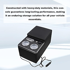 Sporacingrts Black Universal Enhanced Truck Seat Organizer with LED Light, USB Port, Cup Holders, and More - Car & Van & Truck Floor Cab Back Bench Seat Armrest Middle Storage Box-Contractor Console