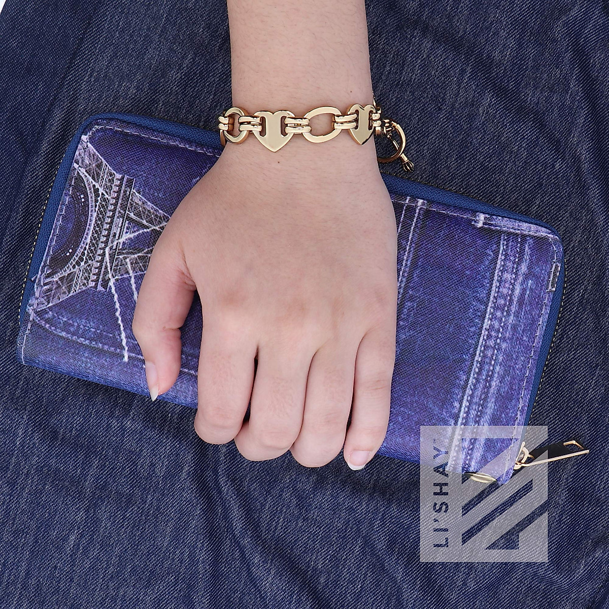 Matte Blue Paris Wallet - Double Zipper