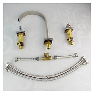 LIANTE 3 Pcs Gold Polished Bathroom Faucet Deck Mounted Basin Sink Bathtub Faucet Washbasin Hot and Cold Mixer Water Tap,Kitchen Faucet