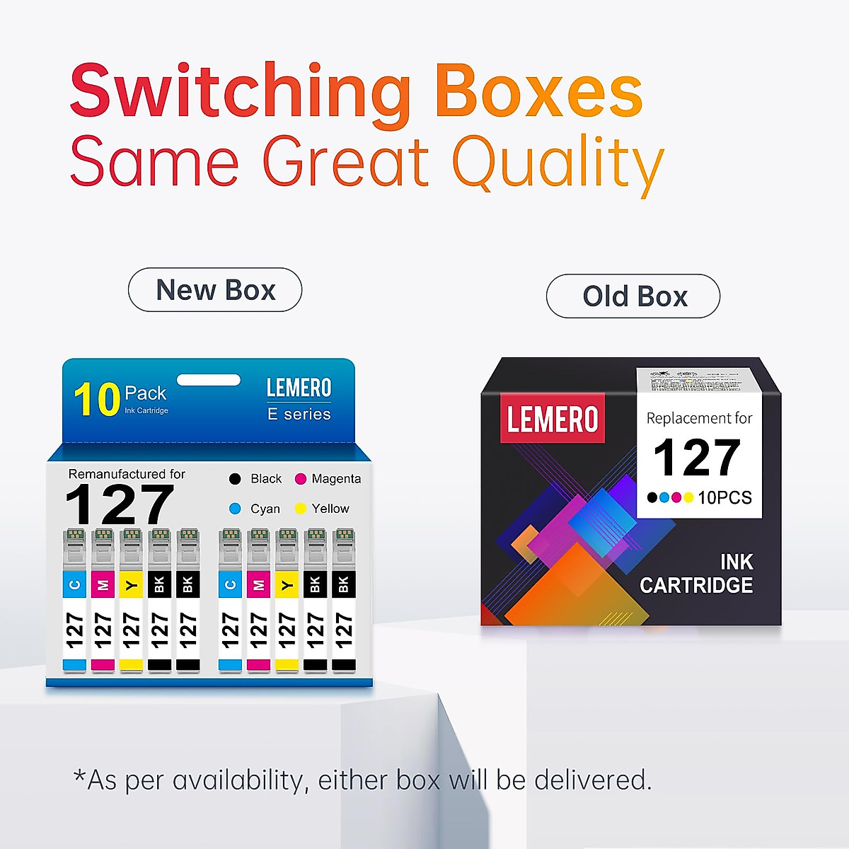 LEMERO Remanufactured Ink Cartridge Replacement for Epson 127 T127 Ink Cartridges for WF-3520 WF-3540 Workforce 845 645 840 635 Printer ( 4 Black, 2 Cyan, 2 Magenta, 2 Yellow, 10 Pack)