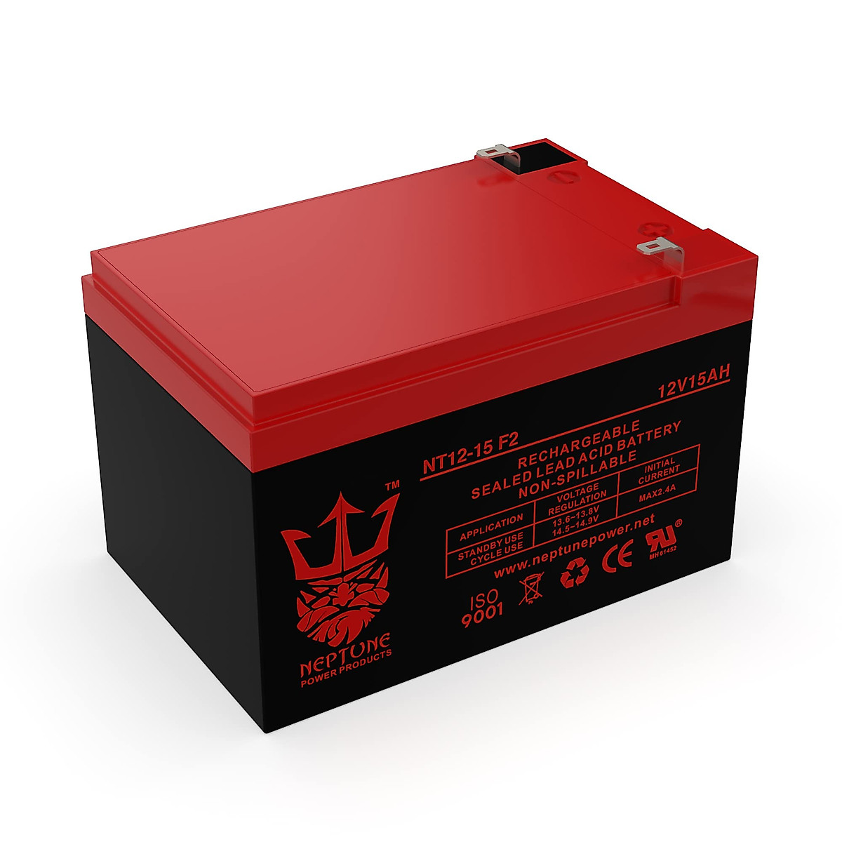 Neptune Power Products Brand NT12-15 F2-12V 15AH F2 SLA Rechargeable Battery Replacement for Go Go Elite Traveller SC40E, SC44E - 2 Pack- USA Technical Support