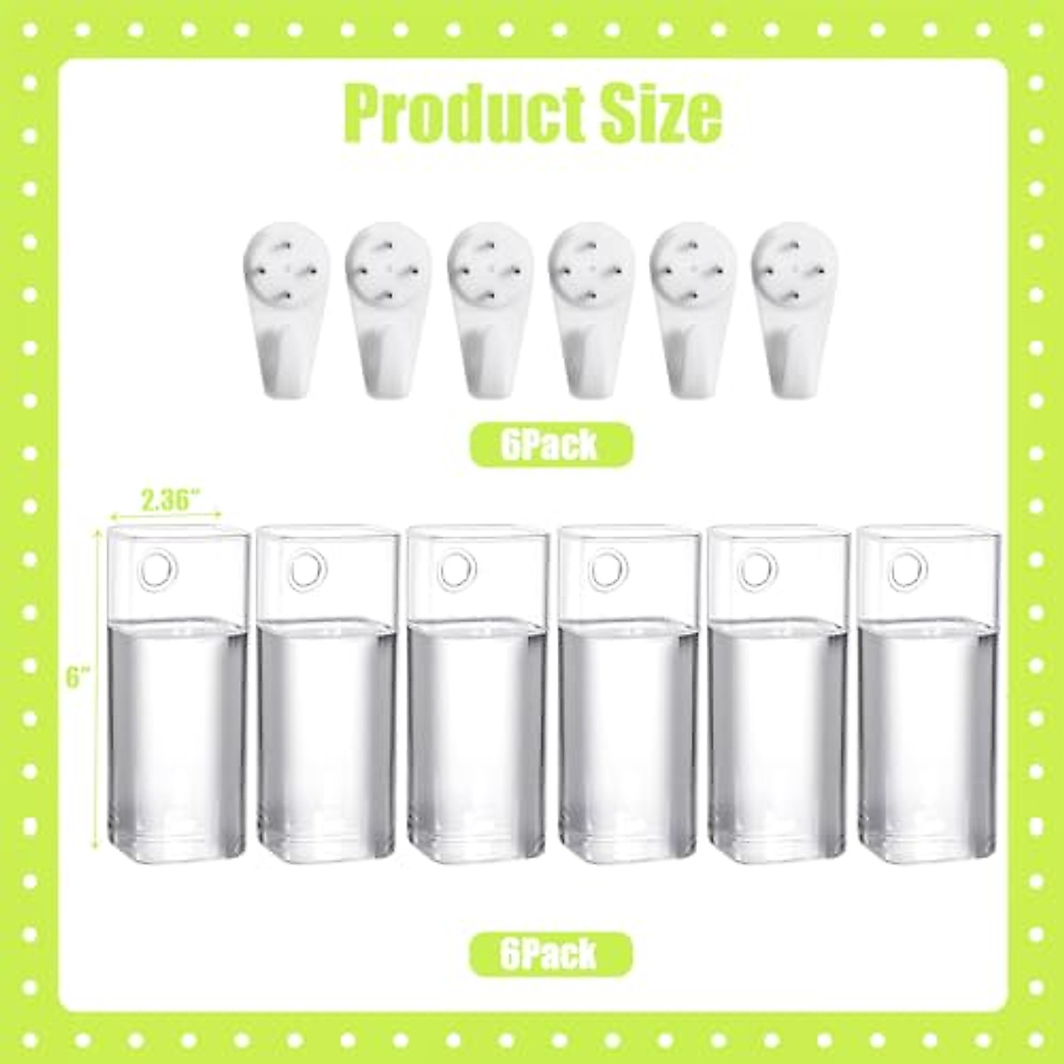 Fasmov 6 Pack Wall Hanging Glass Planters Plant Terrarium, Plants Holders Air Plants Succulents Planters Flowers Glass Wall Vase Containers for Plant, Decoration and Display, Square Vase, Clear