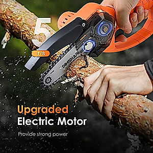 Mini Chainsaw - Cordless Electric 4 Inch Chain Saw W/ 20V 2000mAh Battery & Charger, Safety Lock & 90° Baffle, Handheld, Lightweight & Easy Carry For Outdoor Use - Tree/Branches/Wood Cutting/Trimming