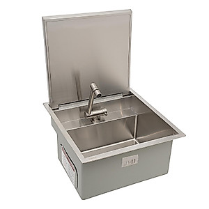 MANULOOT Drop in Kitchen Sink Utility Sink, Commercial Sink Kitchen Sinks Drop in, Hidden Single Bowl Sink, Restaurant Sinks Outdoor Sink with Cold and Hot Faucet | US Stock