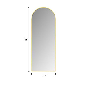 Antok Arched Full Length Mirror, 58"x18" Arched Floor Mirror, Glassless Mirror Full Length with Stand, Floor Mirror Freestanding, Wall Mounted Mirror for Bedroom Living Room, Gold