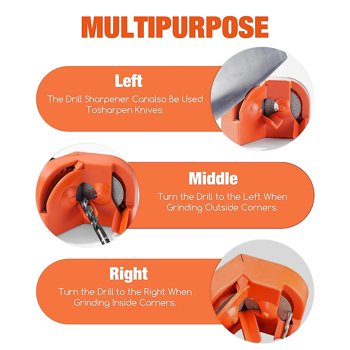Drill Bit Sharpener, Drill Bit Sharpener for All Bits(5/64''- 5/8''), Multipurpose Drill Bits Grinding Sharpener, Portable Drill Grinder Grinding Tool, Powered by Electric Drills