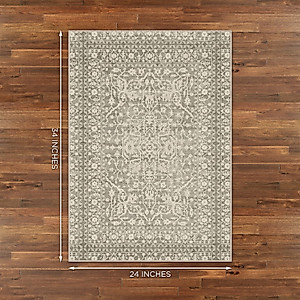 GelPro Nevermove Artisan Machine-Washable Chenille Textured Rug with GellyGrippers, 24" x 34" Kitchen, Khaki