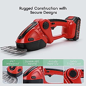 LUXBIRD Cordless Grass Shears, 2-in-1 Mini Hedge Trimmer Cordless,Light Handheld Grass Trimmer, Electric Shrub Trimmer with 2Pcs Rechargeable Batteries