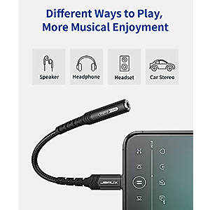 JSAUX Lightning to 3.5mm Adapter, iPhone Headphone Adapter [Apple MFi Certified] iPhone Aux Adapter Compatible with iPhone 14/14 Pro Max/13/13 Pro Max/12/12 Pro Max/11/11 Pro Max/SE/X/XR/XS/8-Black