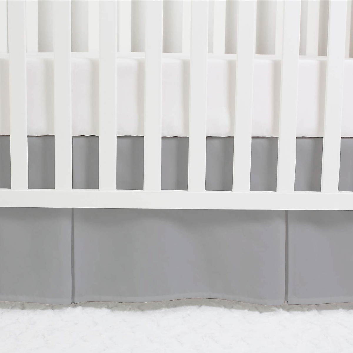Pleated Crib Bed Skirt, 800TC 100% Egyptian Cotton, Nursery Crib Toddler (28” x 52” x 14’’) Bedding Skirt for Baby Boys or Girls - Silver