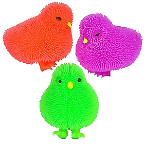 The Dreidel Company Chicken Puffer Rubber Duck Toy Duckies for Kids, Stress Reliever Toy for Kids, Bath Ducky, Birthdays, Baby Showers, Easter Day Activity, 3.25" Inches (6-Pack)