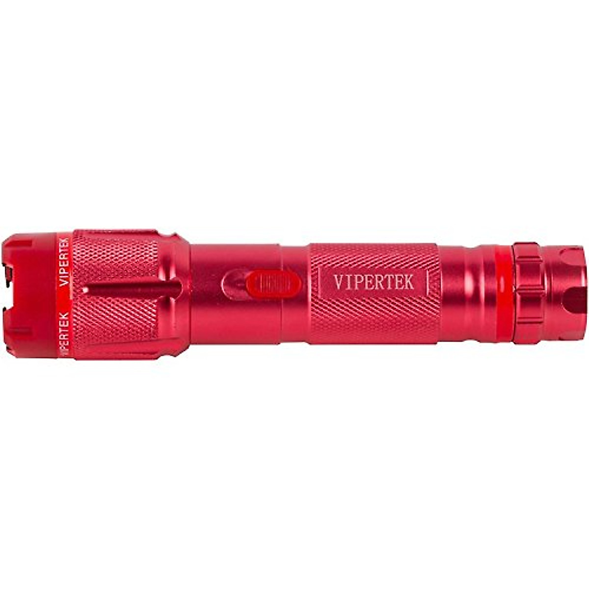 VIPERTEK VTS-T03 Aluminum Stun Gun for Self Defense Rechargeable with LED Flashlight, Red