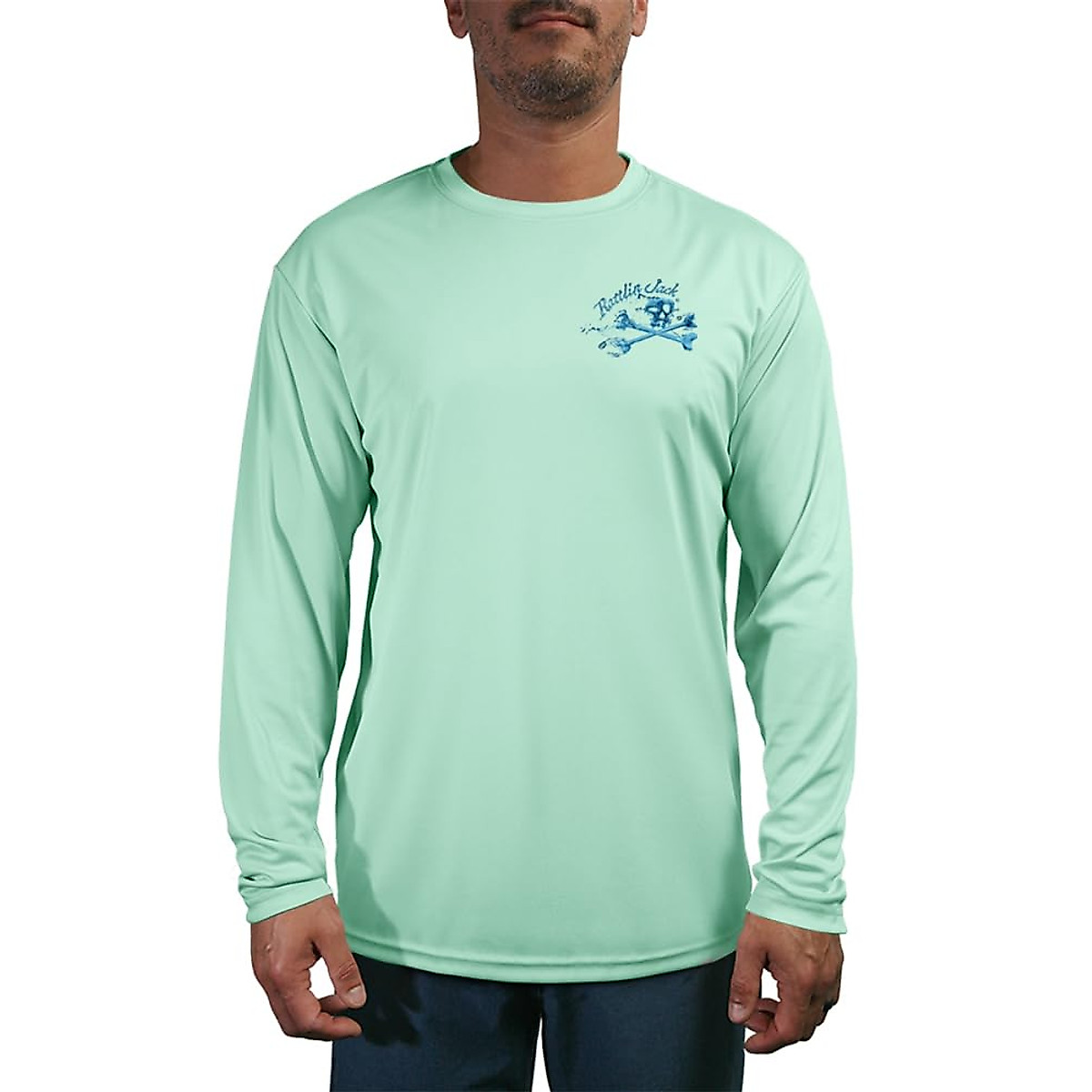 Rattlin Jack Men's UV Sun Protection Sport Fishing Shirt Marlin Gold XL Teal