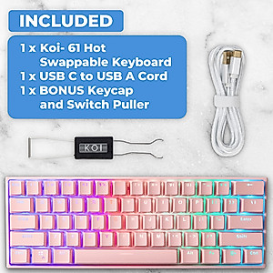 Koi Co (Koi61) Hot Swappable Keyboard - 60 Percent Hot Swap Keyboard - 5 pin Hotswap Keyboard- DIY Custom Keyboard - 60 Percent Keyboard - RGB Mechanical Keyboard - Keyboard PCB