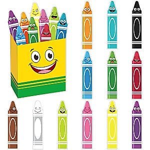 AsodSway 60Pcs Crayon Bulletin Board Cutouts Back to School Name Tags Classroom Decorations, Colorful Crayons Themed Party Supplies Suitable for Teachers Student Bulletin Board Display Home Wall Decor