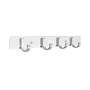 Anjuer Wall Mount Coat Hook, 4 Hooks Aluminum Alloy Coat Hangers Rack Robe Hat Clothes Hook Wall Coat Rack Hooks Silver