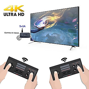 Wireless retro video game console, Plug and Play Video Game TV Stick 4K Built-in 10000+ nostalgia stick classic games system,with Dual 2.4g wireless controller gamepad, HD output games tv stick