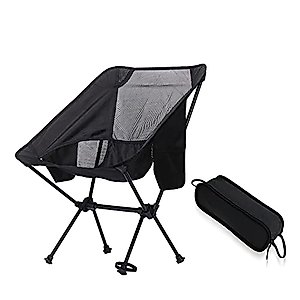 Portable Folding Camping Chairs,Ultralight Backpacking Chair for Adults for Beach,Outdoors,Hiking (Black)