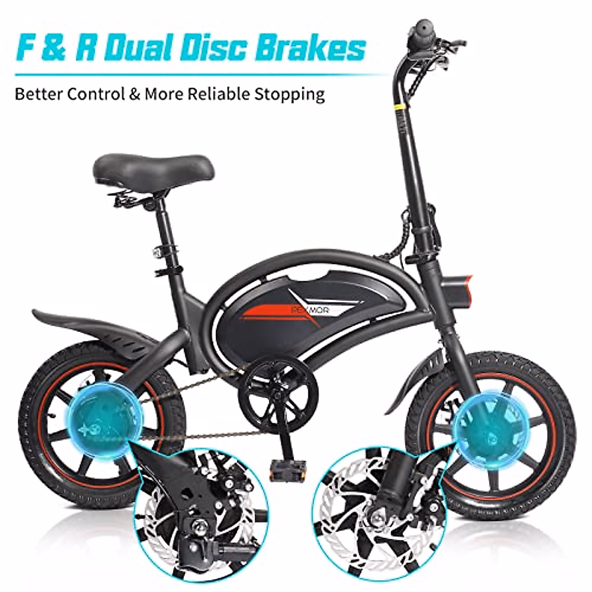 PEXMOR Electric Bike for Adults, 14" Folding Electric Bicycle 350W EBike Throttle & Pedal Assist w/Dual Disc Brake, 36V 6AH Electric Commuter City Foldable Bike w/LCD Display & LED Headlight(Black)