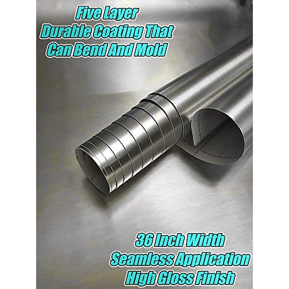 Stainless Steel Contact Vinyl Paper Peel and Stick Wrap Overlay Covering for Kitchen Appliances Dishwasher Fridge Oven 36" x 36" Fix Repair or Update (Trimmable) Waterproof, Scratchproof, Thick