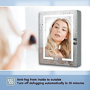 ExBrite LED Lighted Bathroom Medicine Cabinet with Mirror, 60 x 30 Inch, led Medicine Cabinet with Extra Closed Storage Cabinet,Defog, Stepless Dimming,Color Temper Change, 2 Outlets,Storage Shelves