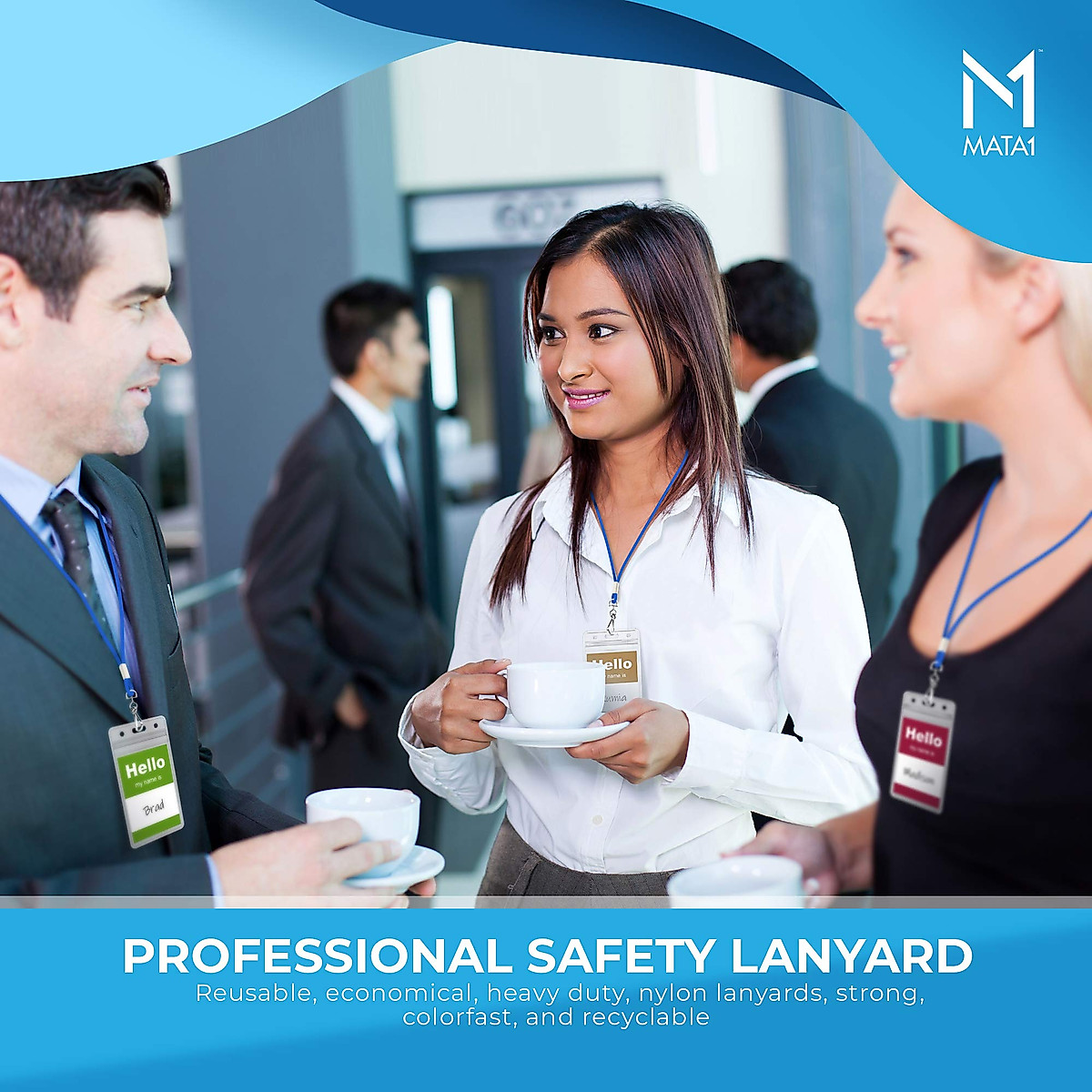 Mata1-USA Extra-Thick Vertical ID Name Badge Holder (Clear, 2.25x3.5 Inch, 250 Pack), Plastic Nametag Card Holders with Zipper