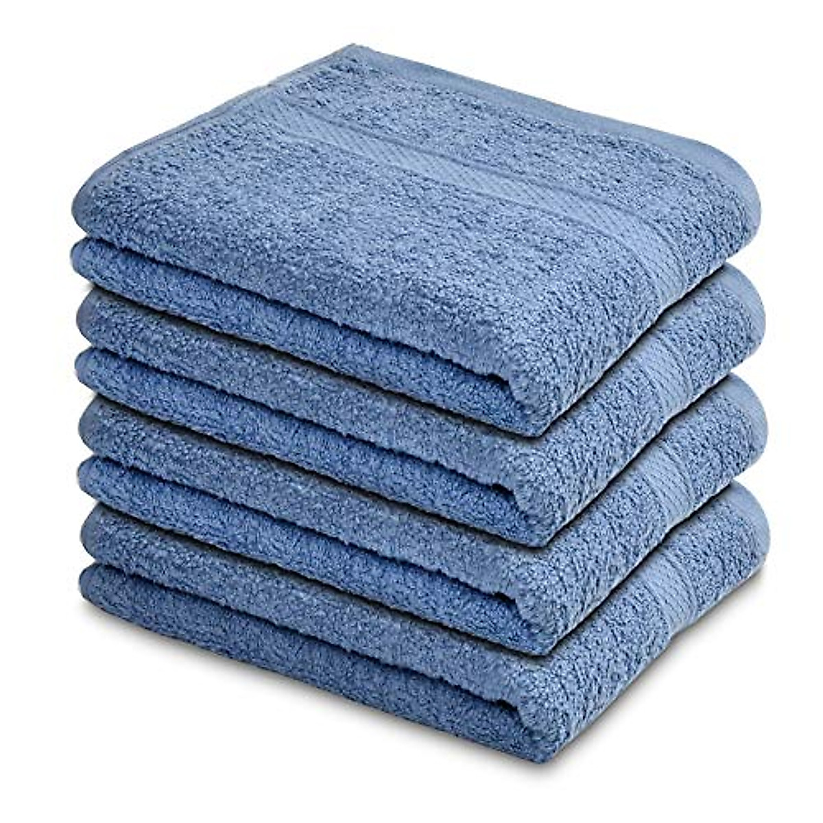 TALVANIA Hand Towels - 100% Cotton Bathroom Towel Set Hotel Spa Quality 600GSM - Super Soft Absorbent - Use for Home Bath Hand Face - 16” X 28” - Set of 4 (Blue)