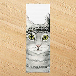 CANVAS ON DEMAND Yoga and Pilates Non-Slip Fitness Mat with Carrying Strap (Downton Cat III) 24"x70"