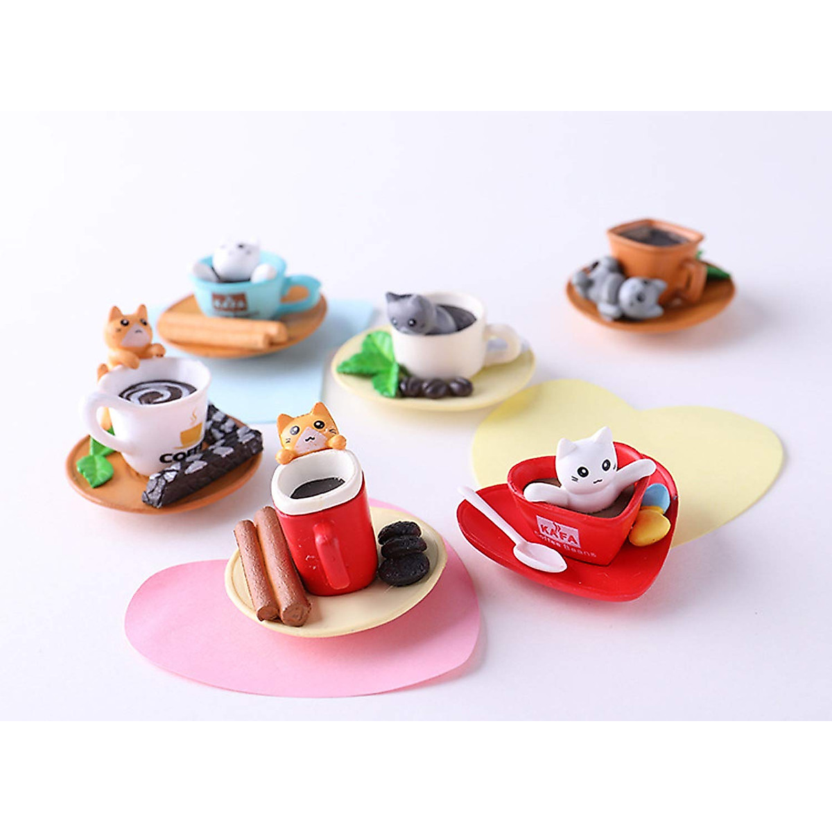 Cool Lemon Funny Cute Set of 6 3D Coffee Cats Strong Refrigerator Fridge Magnets Sticker, Kitchen Office Decoration for Whiteboard, Notes, Calendar, Notepad Gift for Kids Toddlers Adults Baby