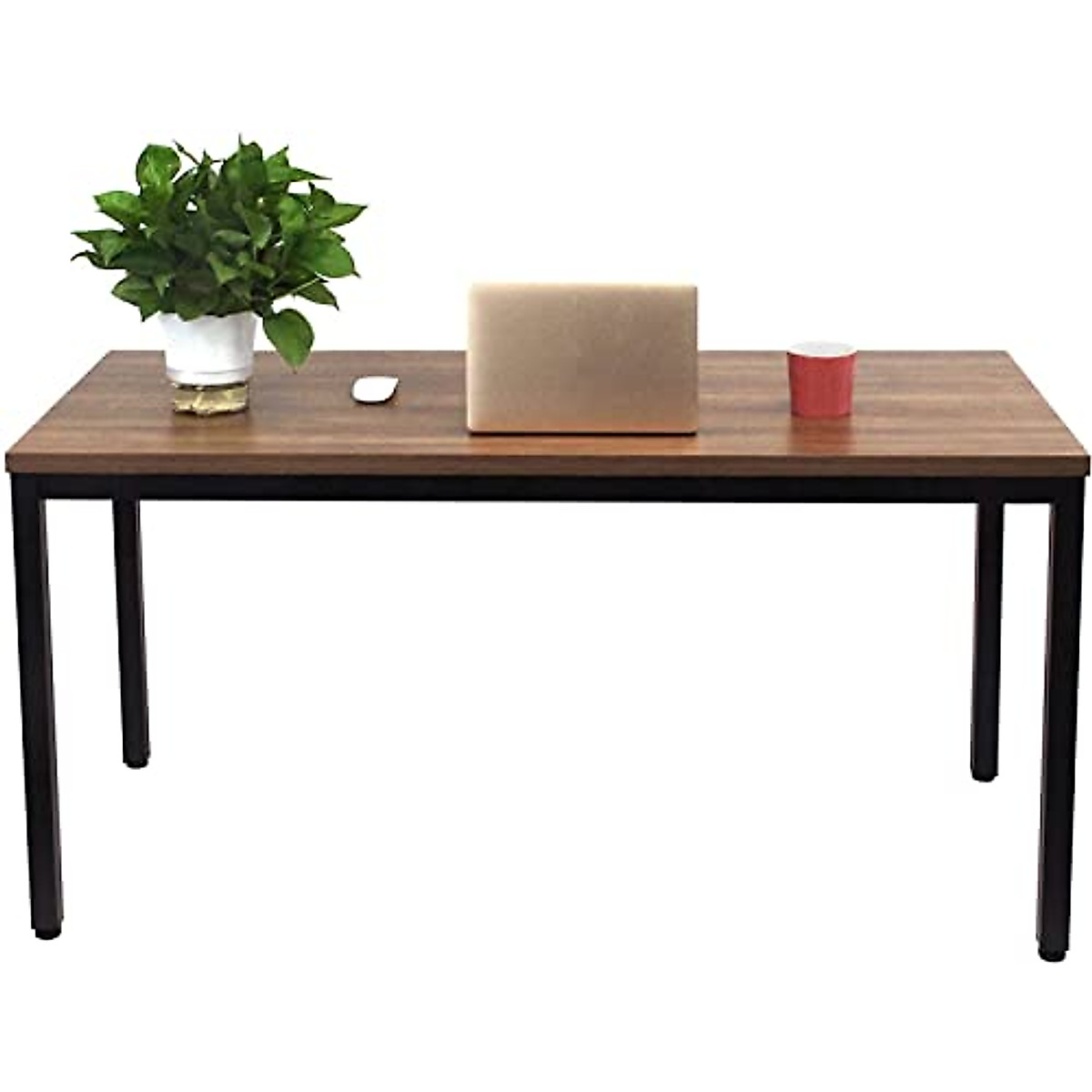 BIBOC 24X55 inches Computer Desk/Dining Table, Office Desk, Composite Wood Board Sturdy Writing Workstation for Home Office Walnut and Black Legs