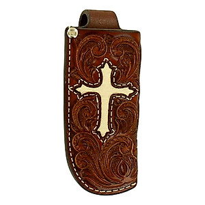 Nocona Unisex Embossed Ivory Cross Inlay Knife Sheath Tan OS