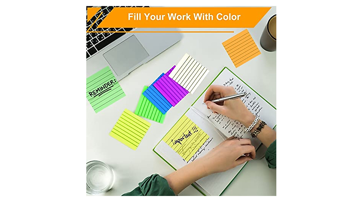 Transparent Sticky Notes - 300 Sheets, 6 Colors
