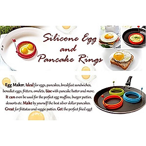 Silicone Egg Rings Non Stick egg frying rings, Fried and Poached Egg and Pancake Cooking Rings (Multicolor)