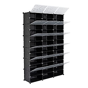 12-Tier Portable 72 Pair Shoe Rack Organizer 36 Grids Tower Shelf Storage Cabinet Stand Expandable for Heels, Boots, Slippers, Black