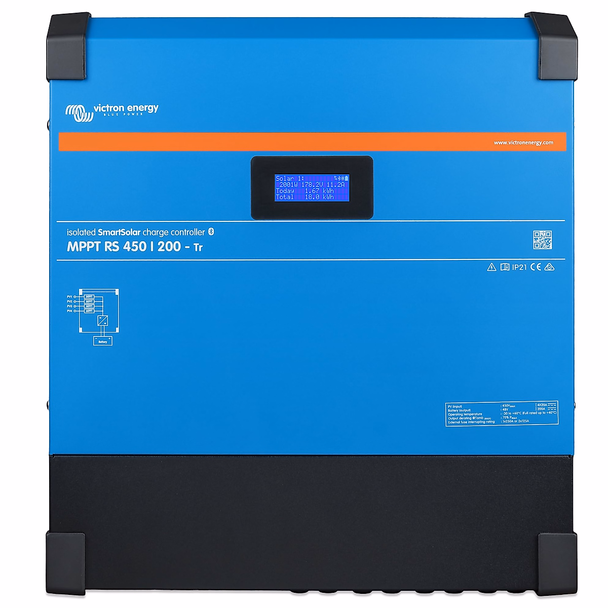 Victron Energy SmartSolar MPPT RS 450V DC 200 amp 48-Volt Tr Solar Charge Controller (Bluetooth)