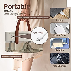 Portable Air Conditioner Fan, Mini Personal Evaporative Air Cooler with 3 Speeds, LED Light, Timing Functio, 3 IN 1 Personal Desk Air Conditioner Fan For Room, Camping, Car and Office (Pearly white)