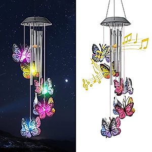 Solar Wind Chimes, Solar Butterfly Wind Chimes, Outdoor Solar Wind Chimes Change Colors, Decor Solar Butterfly Wind Chimes Lights for Patio Yard Garden Home