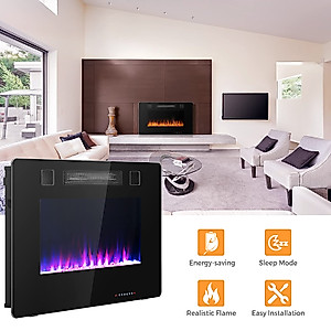 ORALNER Electric Fireplace 30 Inch, Recessed & Wall Mounted Fireplace Heater with 12 Flame Effects, 5 Brightness, Remote Control & 8H Timer, Overheating Protection, 750W/1500W, Black (30 Inches)