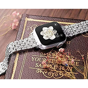 Dsytom Bing Band Compatible with Apple Watch Band 38mm 40mm 41mm,Jewelry Replacement Metal Wristband Strap for iWatch Band Series Ultra 2 9/8/7/6/5/4/3/2/1/SE Ultra(Silver)