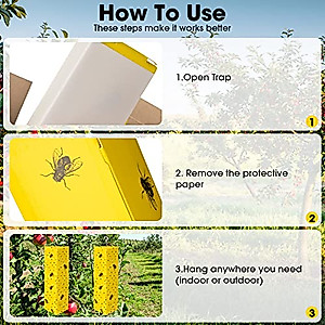 Fruit Fly Traps Yellow Sticky Traps for Gnats Fruit Fly Triangular Hanging Fly Traps with Hook for House Indoor Outdoor Fly Sticky Trap Pest Control Traps for Mosquito, Flying Insect (16 Pieces)