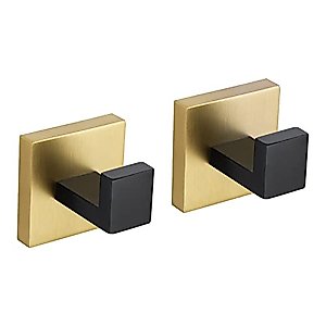 TQKAG Bathroom Towel Hook Coat Black and Gold Robe Clothes Bath Wall Hooks for Kitchen Garage,Stainless Steel Wall Mounted