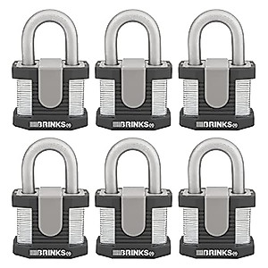 BRINKS - 50mm Commercial Laminated Steel Keyed Padlock, 6-Pack - Solid Steel Body with Boron Steel Shackle