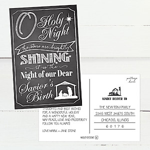 Hadley Designs 24 Black & White Religious Christmas Cards Boxed With Envelopes, 50 Holiday Greeting Cards, Blank Winter Postcard Set, Merry Christmas Cards, Seasons Greetings Note