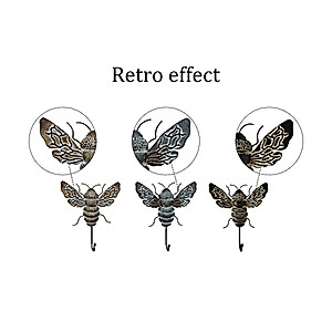 Set of 3 bee Metal Hooks! This Hook can be Hung at Your Entrance, Hanging Jackets, Hats, Keys, and More at Your Entrance and exit. (Retro Style)