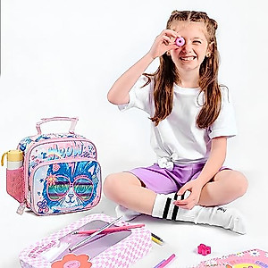 Robhomily Cat Kids Backpack with Lunch Bags binding commodities